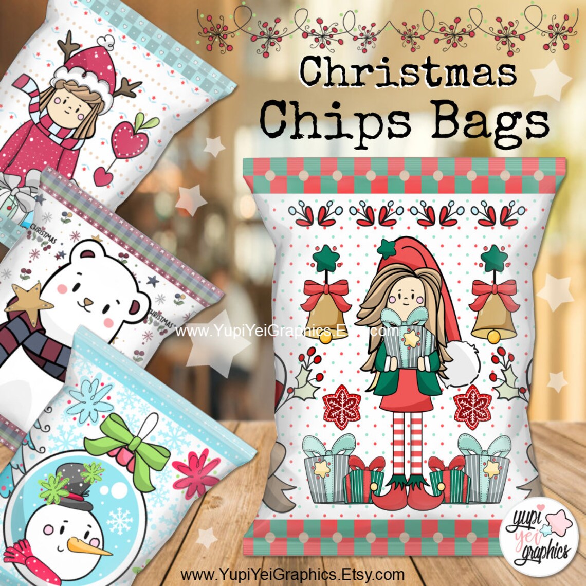 Christmas Chips Bags PNG Printable Chips Bags COMMERCIAL - Etsy