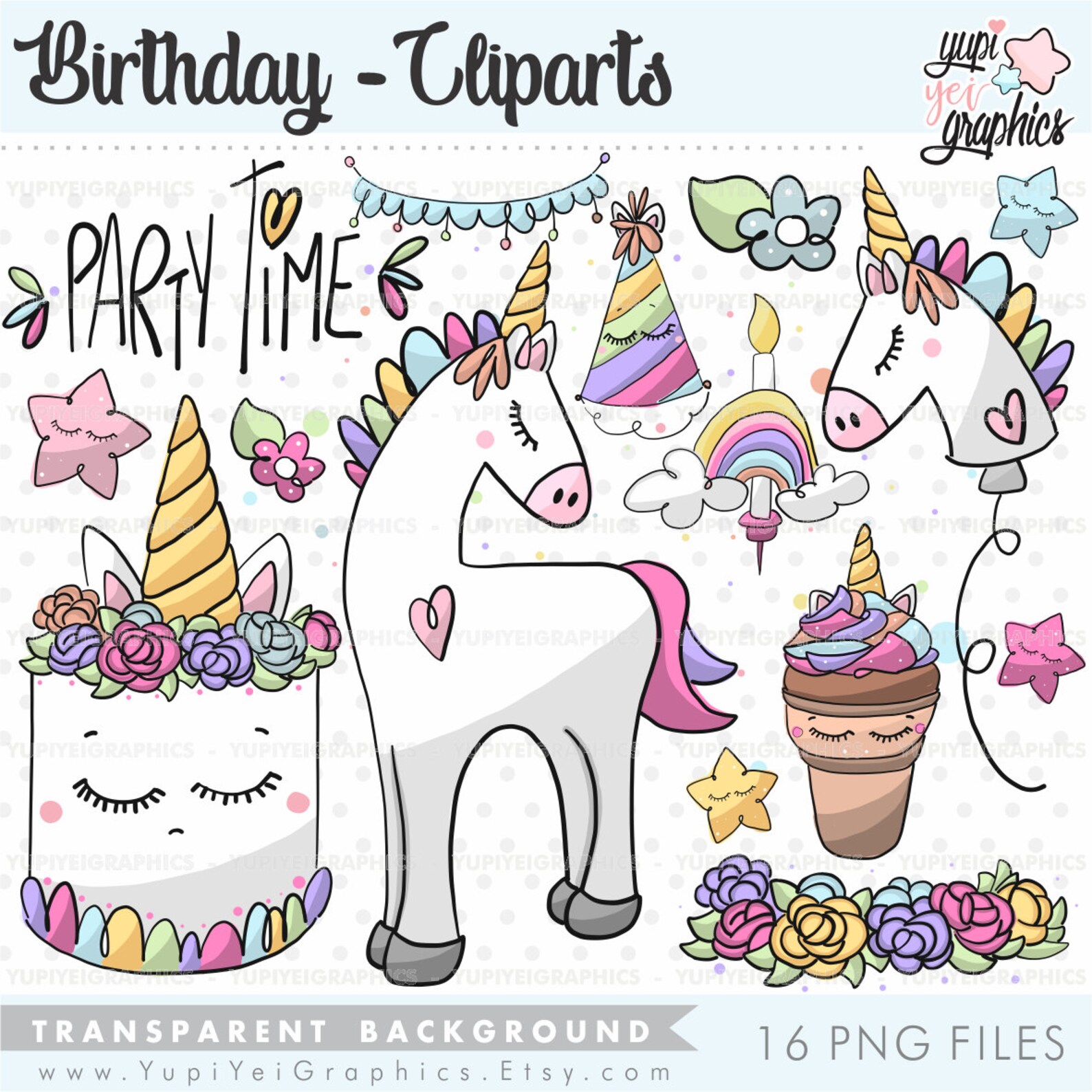 Unicorn Clipart Birthday Clipart COMMERCIAL USE Unicorn - Etsy