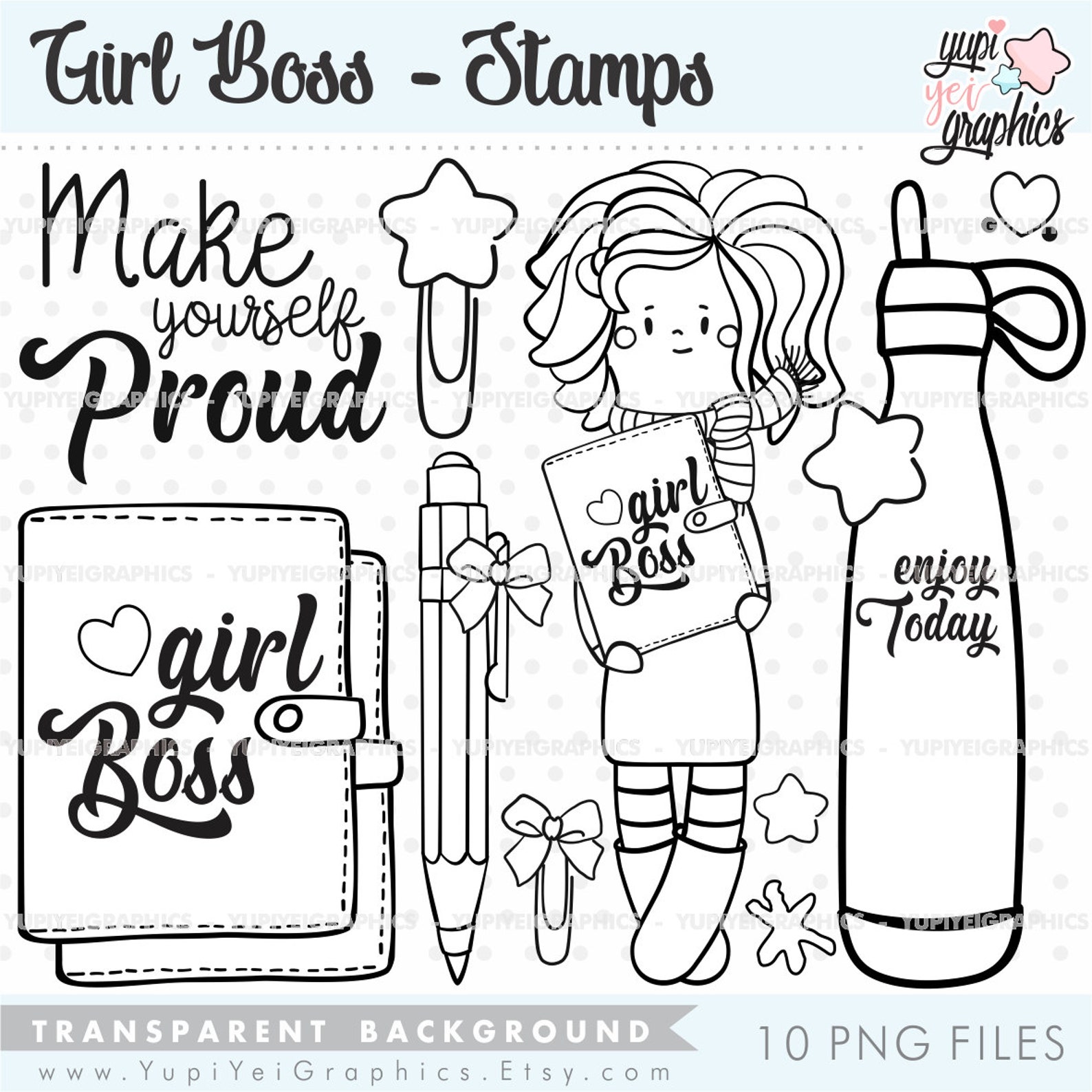 Girl Boss Stamps Planner Girl Stamps COMMERCIAL USE Planner - Etsy