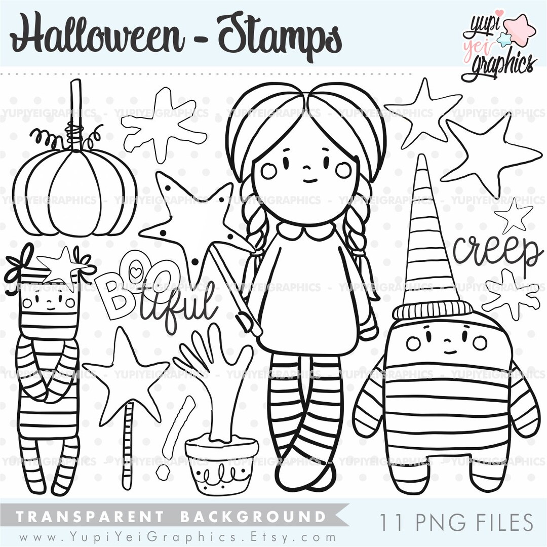 Halloween Stamps, Halloween Digital Stamps, Pumpkin Stamps, COMMERCIAL ...