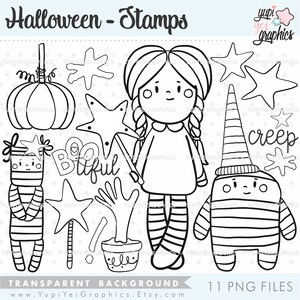 Halloween Stamps, Halloween Digital Stamps, Pumpkin Stamps, COMMERCIAL ...