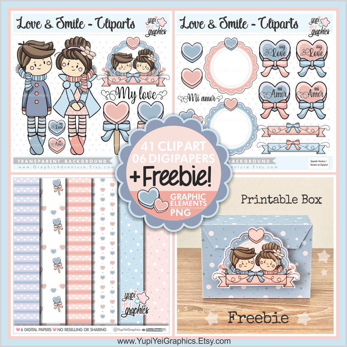 Valentine's Day Clipart Love Clipart COMMERCIAL USE - Etsy