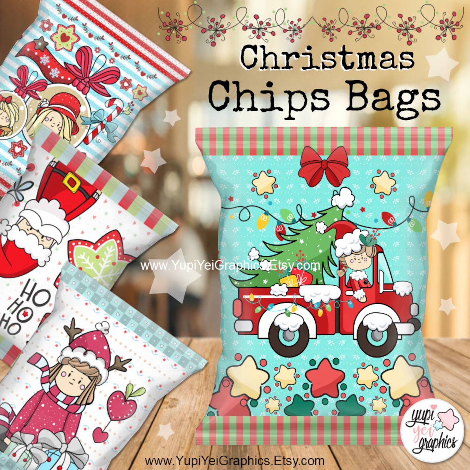 Christmas Chips Bags PNG Printable Chips Bags COMMERCIAL - Etsy