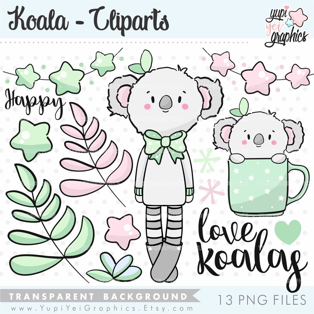 Koala Clipart, Koala Graphic, COMMERCIAL USE, Koala Clip Art, Koala ...