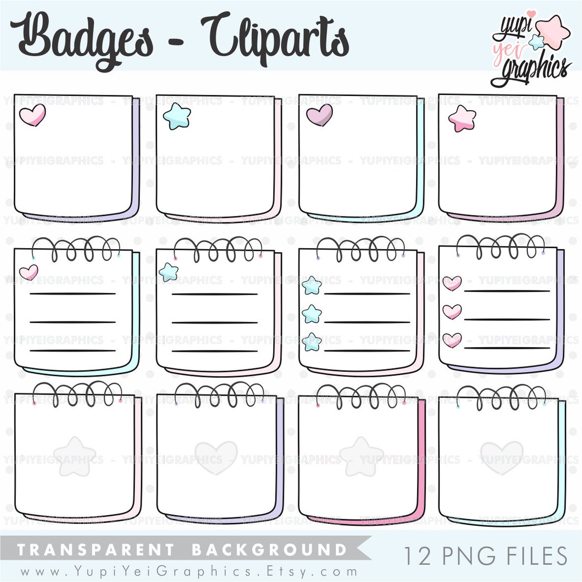 Bullet Journals Clipart Icons Clipart COMMERCIAL USE Badges - Etsy