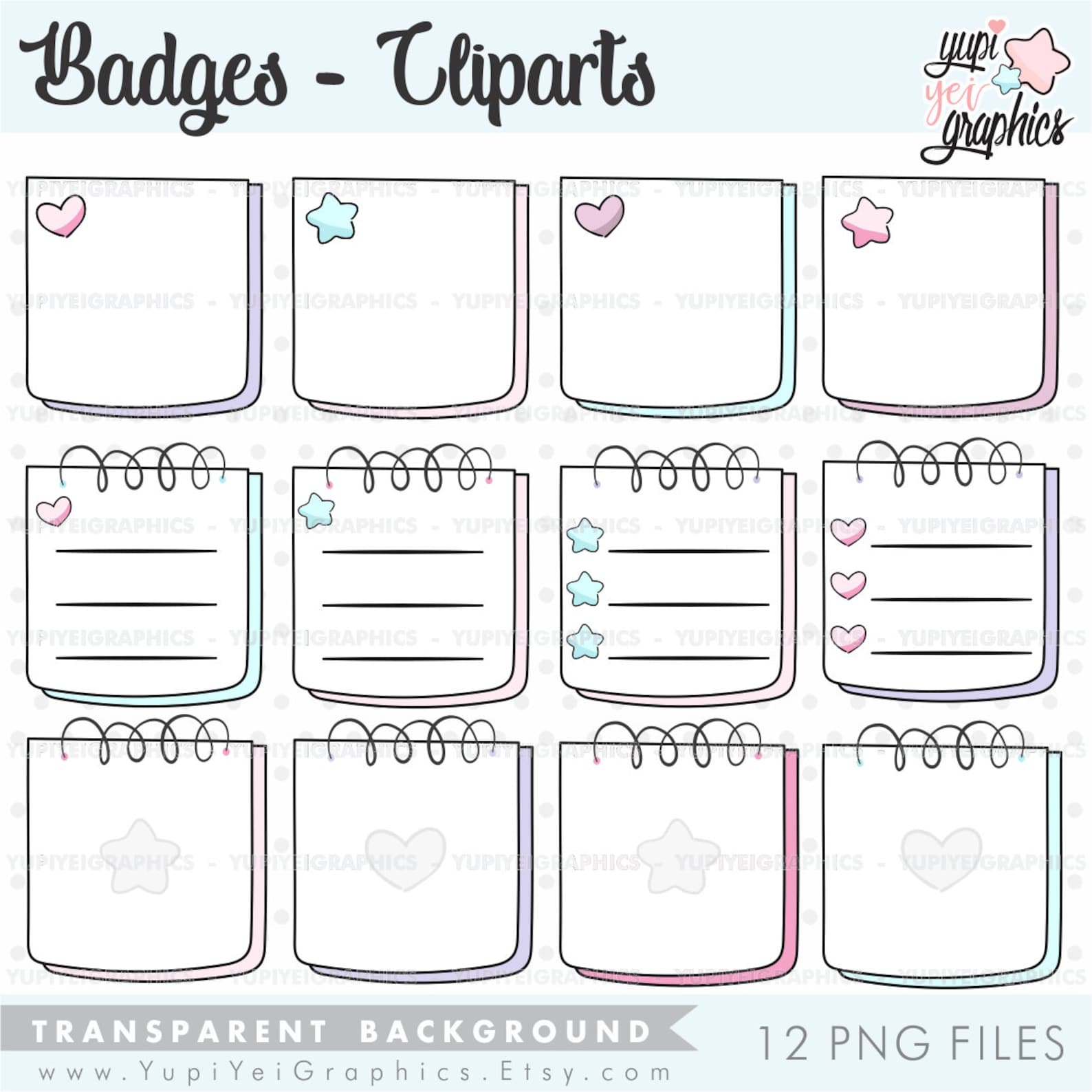 Bullet Journals Clipart Icons Clipart COMMERCIAL USE Badges - Etsy
