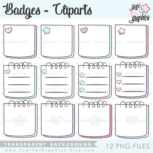 Bullet Journals Clipart Icons Clipart COMMERCIAL USE Badges - Etsy