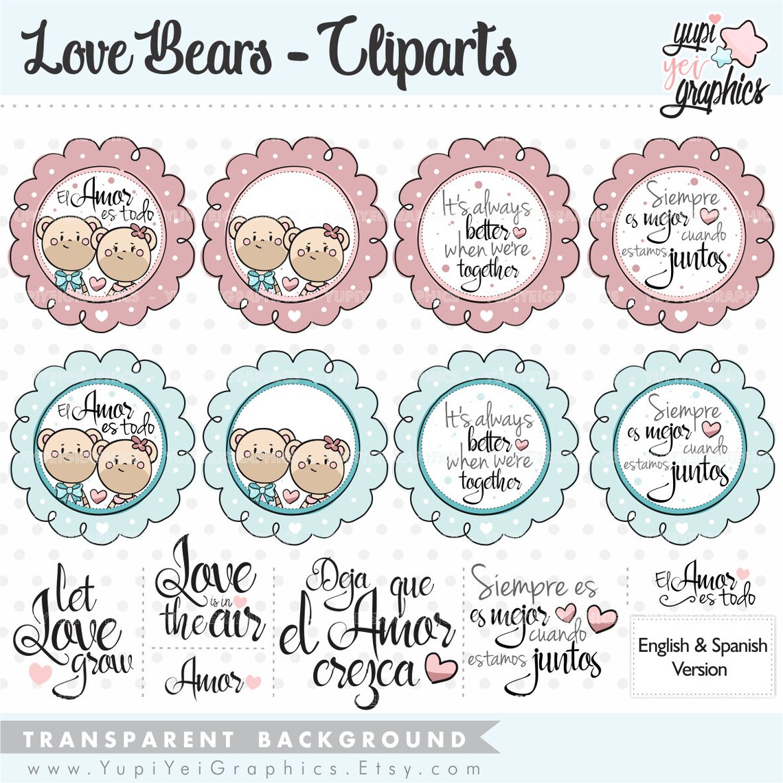 Bear Clipart Love Clipart COMMERCIAL USE Valentines Day - Etsy