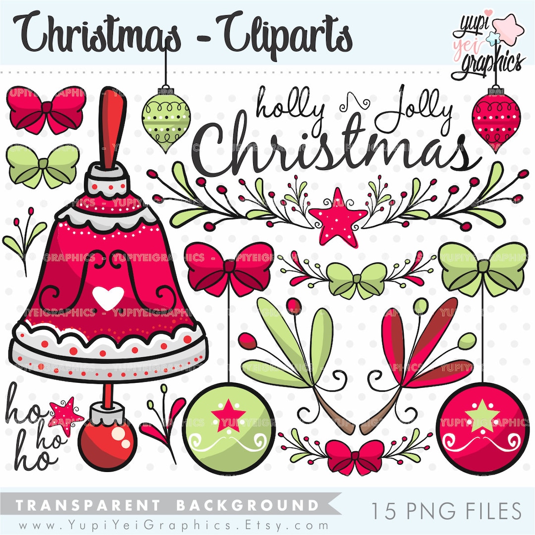 Christmas Bell Clipart, Christmas Clipart, COMMERCIAL USE, Christmas ...