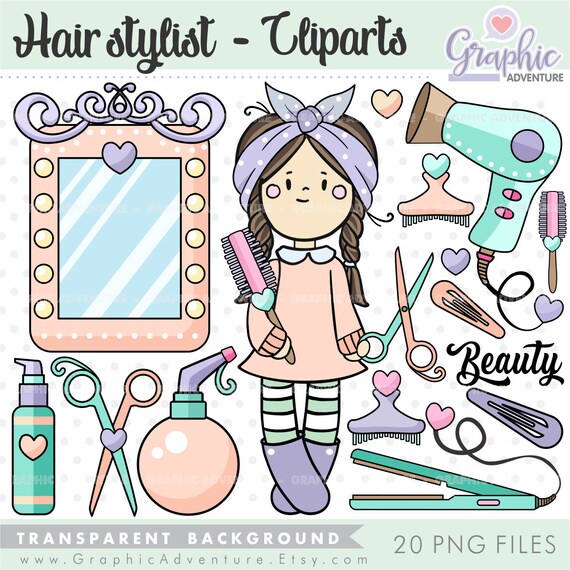 Hair Stylist Clipart Hairdresser Clipart Hairstylist - Etsy