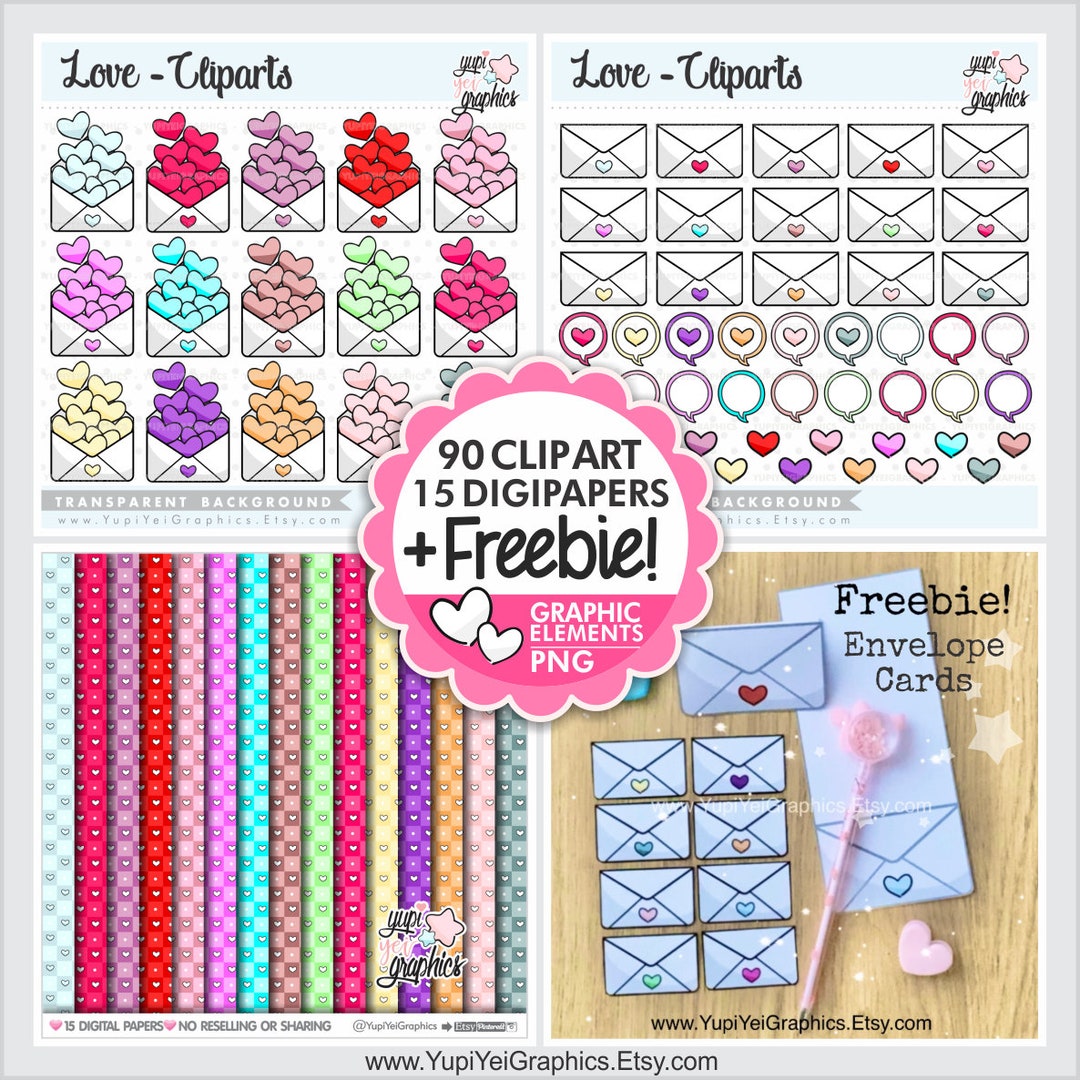 Love Clipart, Envelopes Clipart, COMMERCIAL USE, Love Envelopes ...