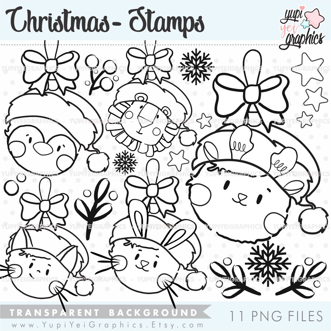 Christmas Stamps, Christmas Digital Stamps, COMMERCIAL USE, Christmas ...