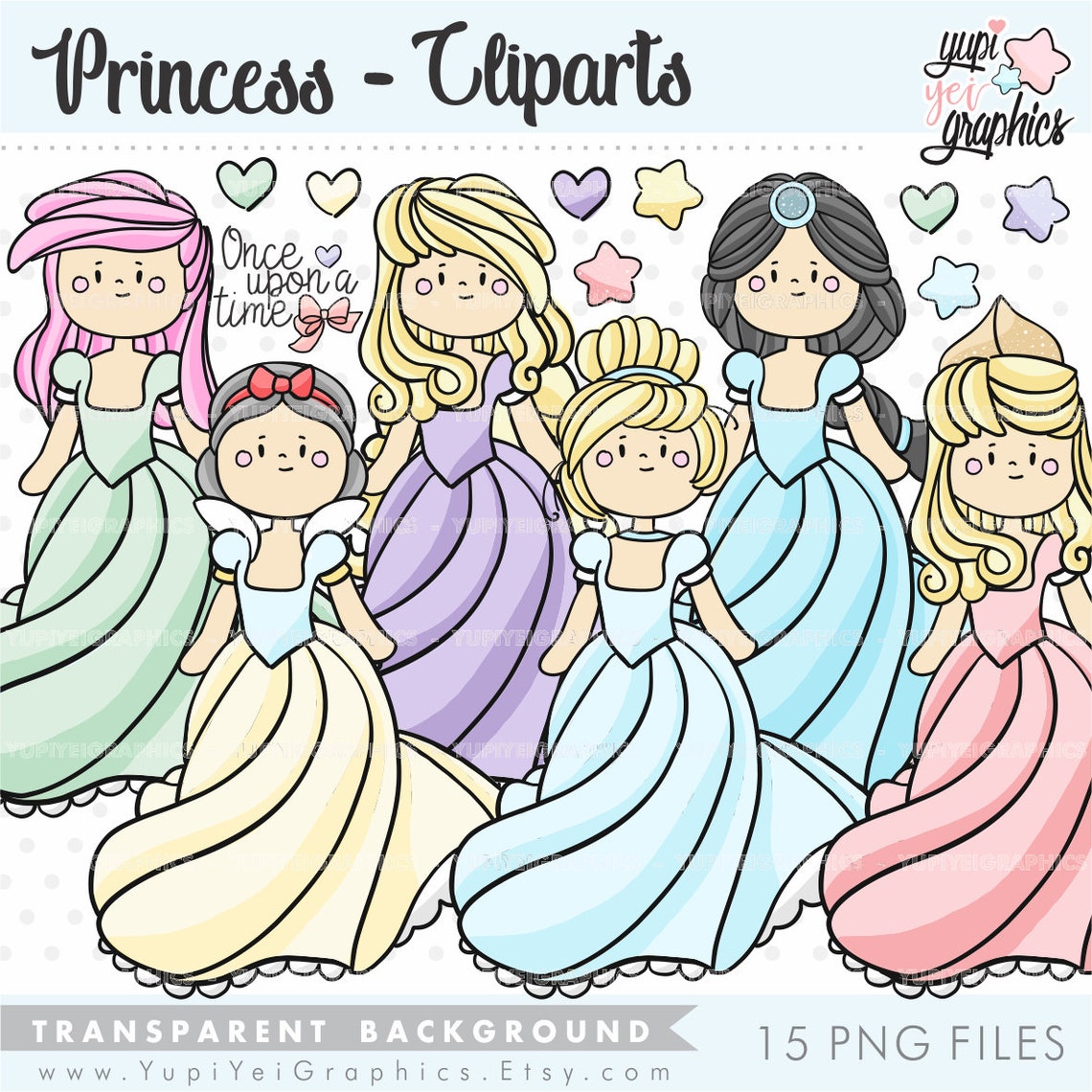 Princess Clip Art Princesses Clipart COMMERCIAL USE Fairy | Etsy
