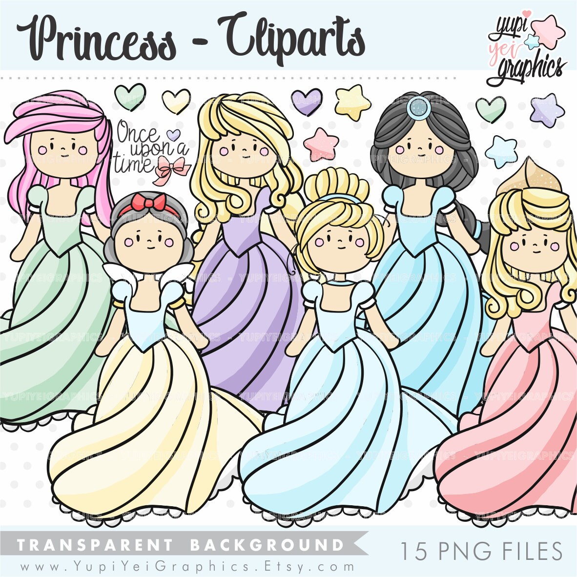 Princess Clip Art Princesses Clipart COMMERCIAL USE Fairy | Etsy