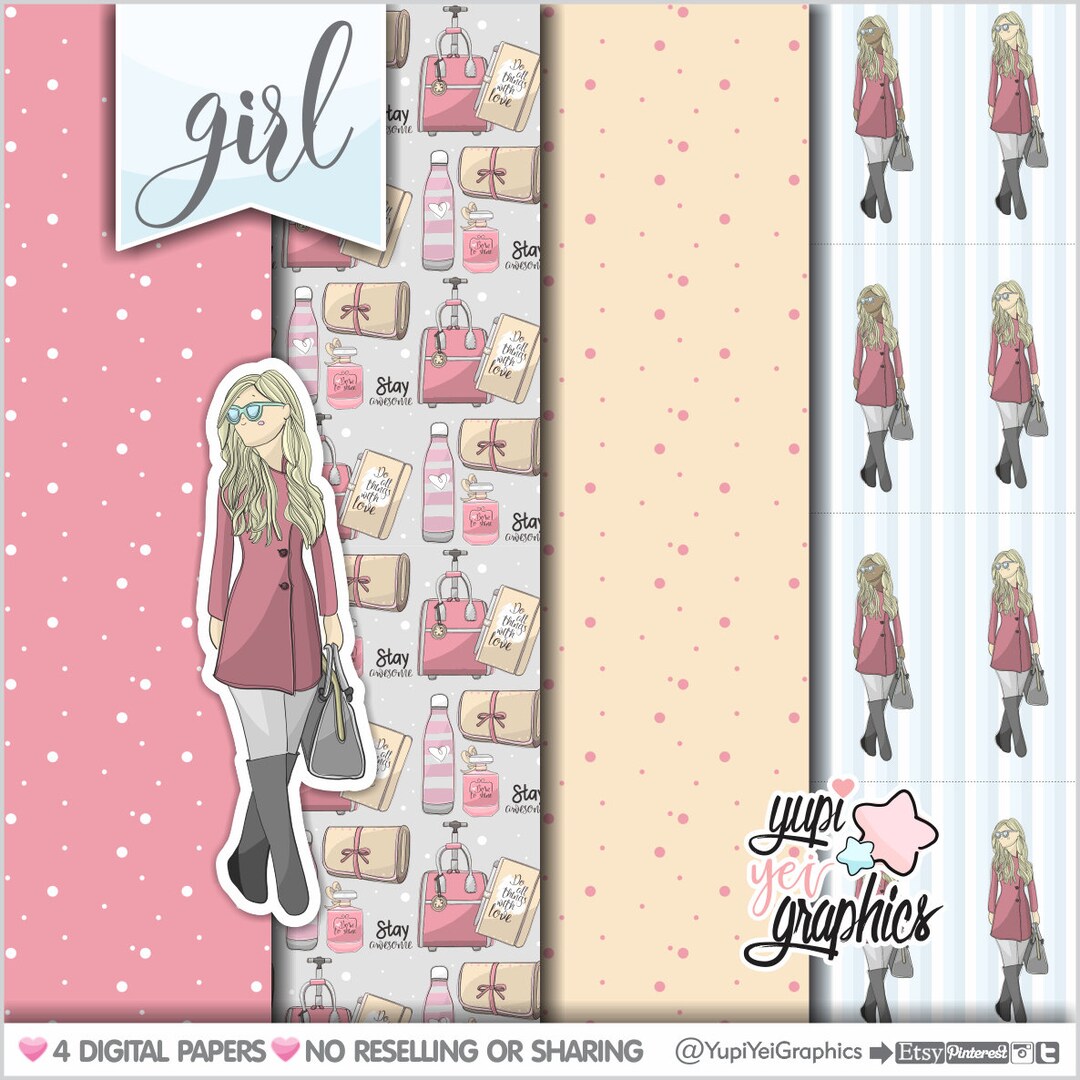 Girl Digital Papers Girl Patterns COMMERCIAL USE Girl - Etsy