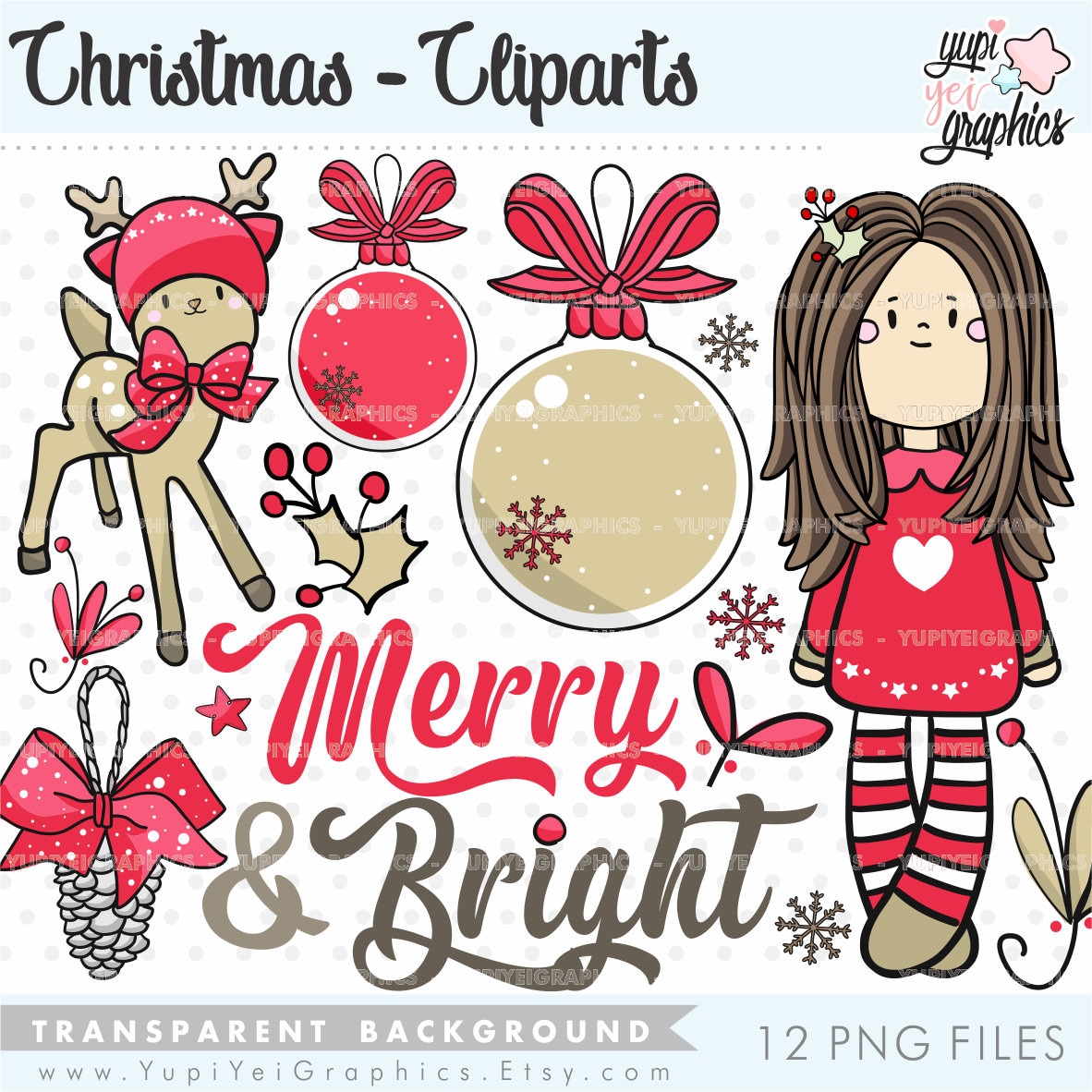 Christmas Clipart Christmas Graphics COMMERCIAL USE | Etsy