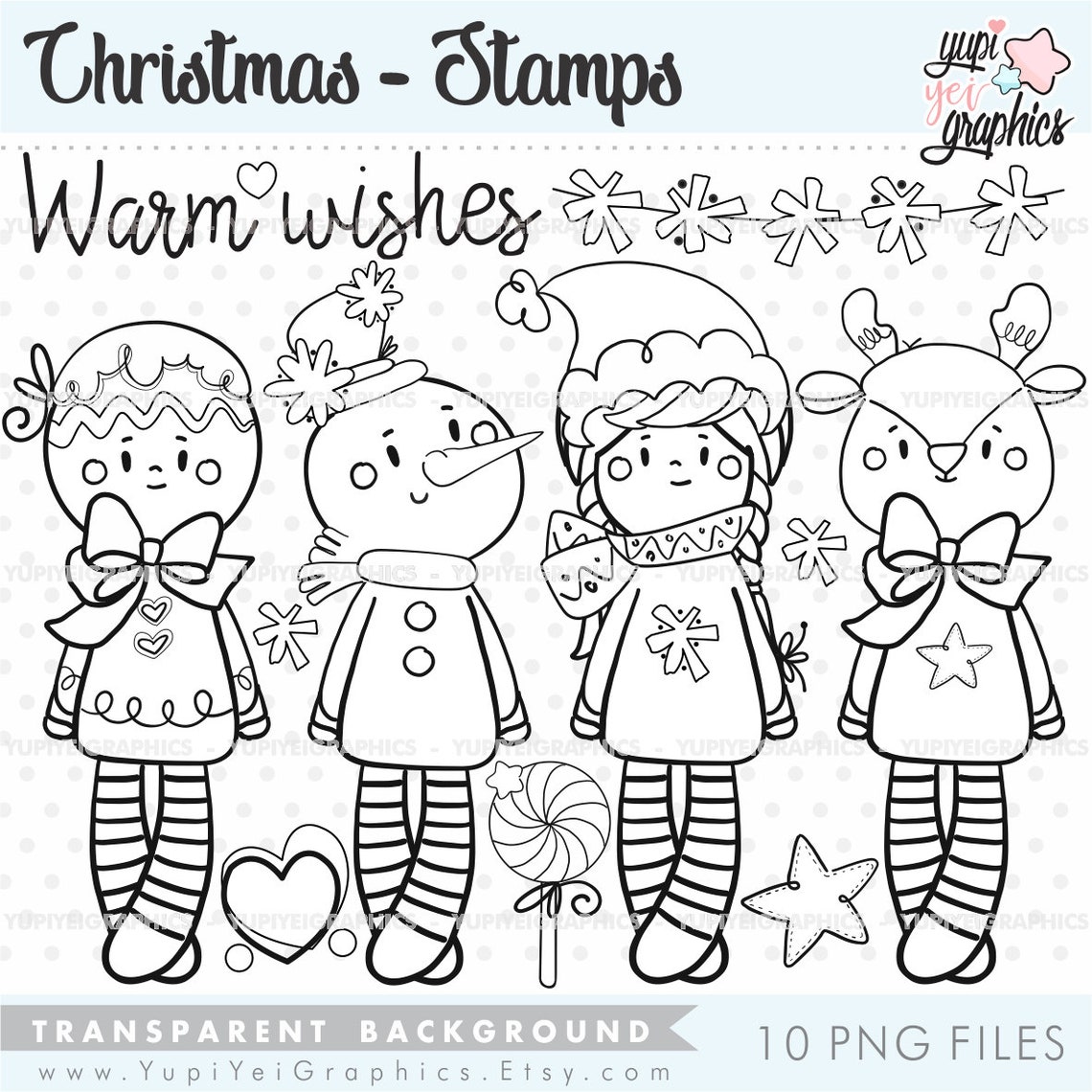 Christmas Digital Stamps Christmas Stamps COMMERCIAL USE - Etsy