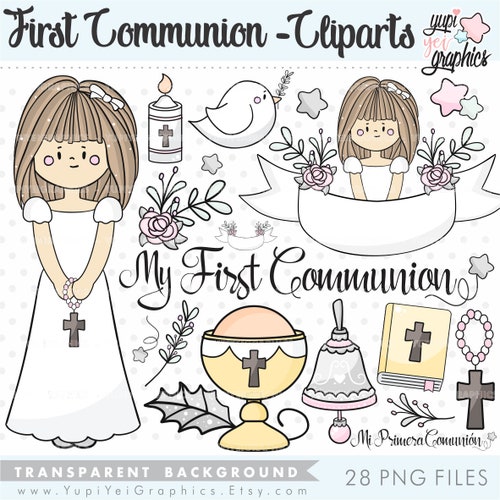 First Communion Clipart First Communion Graphics Commercial - Etsy