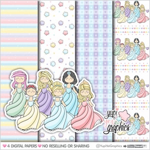 Princess Digital Paper, Princess Printable Paper, Princess Pattern ...