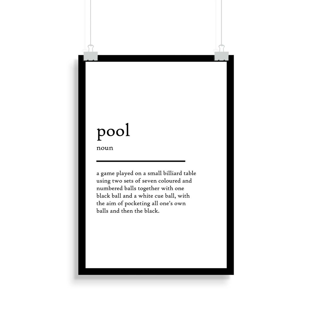 Pool Definition Print Pool Definition Poster - Etsy