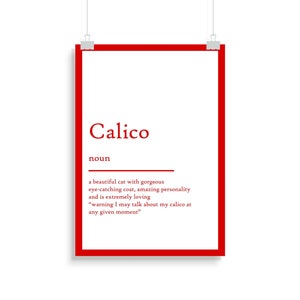 Calico Cat Definition Print. Calico Cat Definition Poster - Etsy Canada