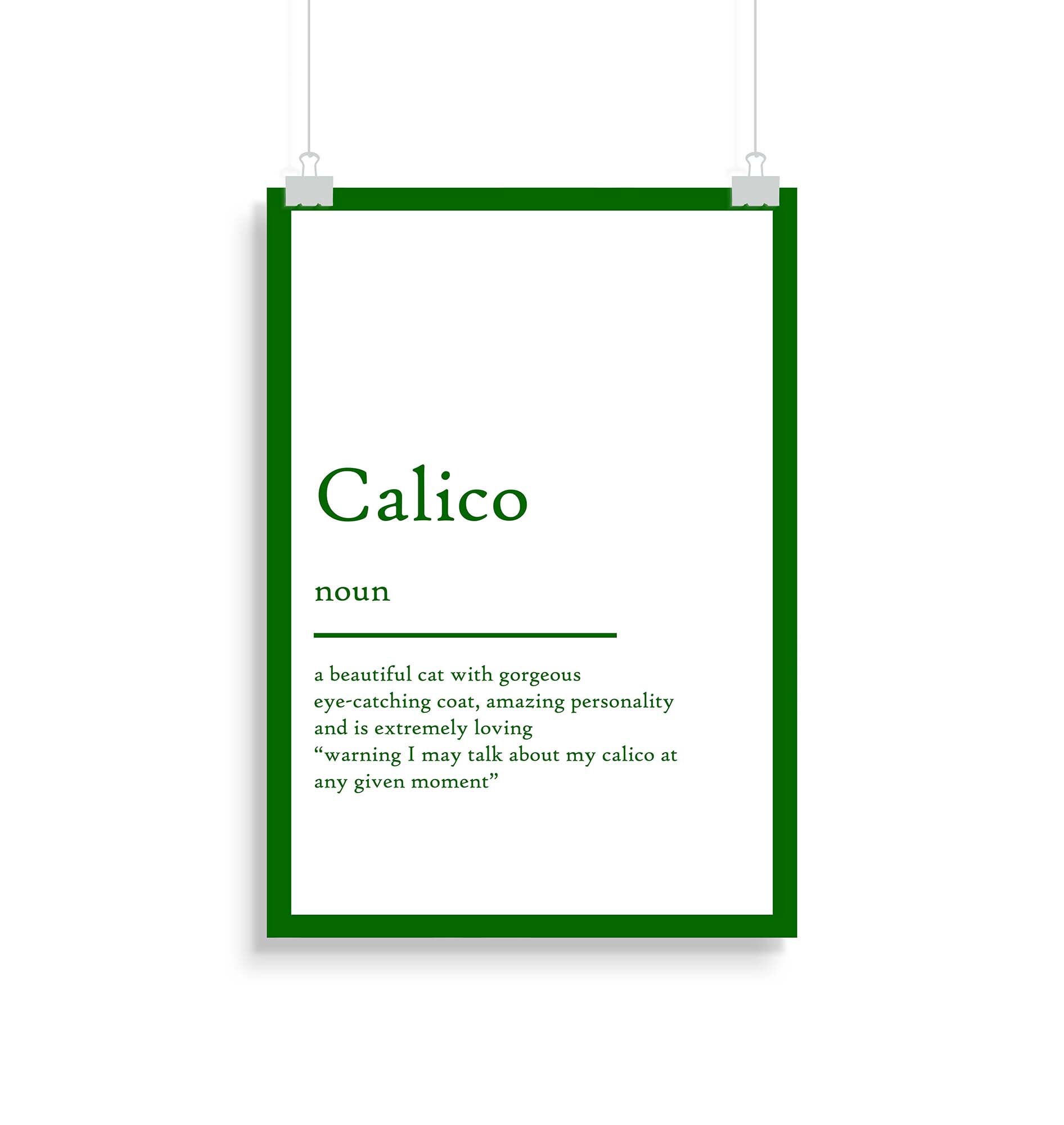 Calico Cat Definition Print. Calico Cat Definition Poster - Etsy Canada