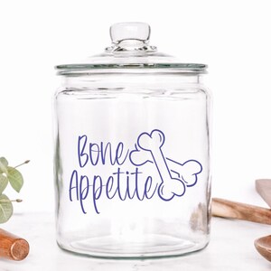 Bone Appetite Dog Treat Jar Decal, Vinyl DIY Canister Sticker, Pet ...