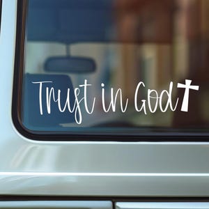 Trust in God Vinyl Decal, Car Sticker Inspirational Cross Rear View ...