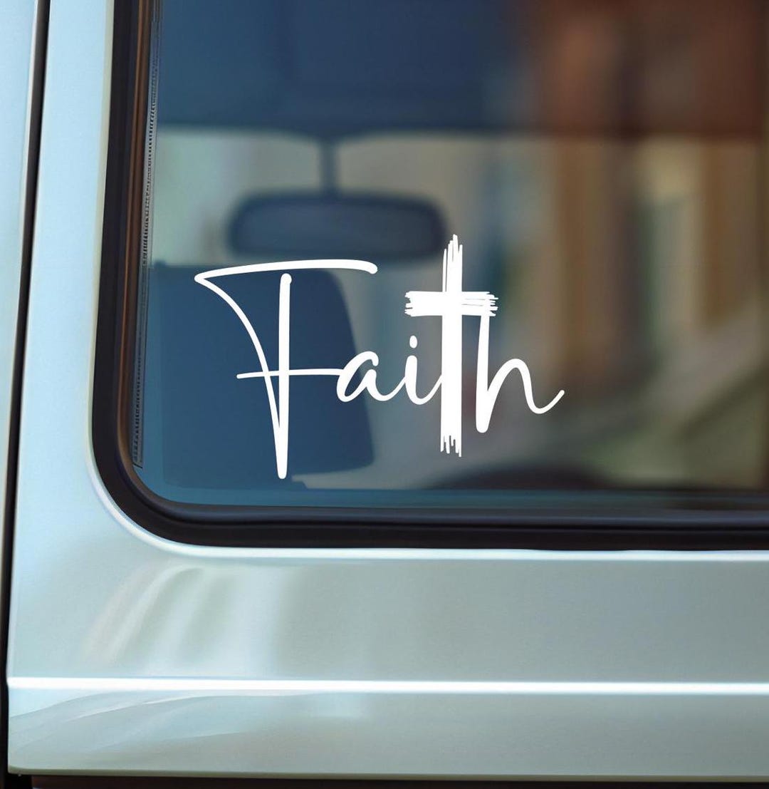 Faith Car Decal, Cross Religious Sticker, Easy Application Laptop ...