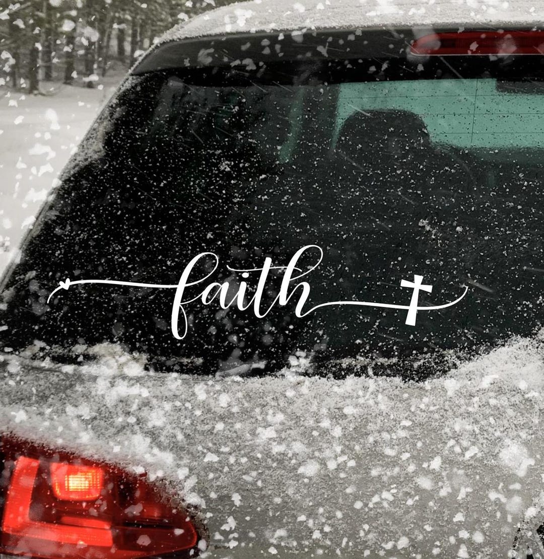 Faith Car Decal: Religious Cross Sticker, Easy Application - Etsy