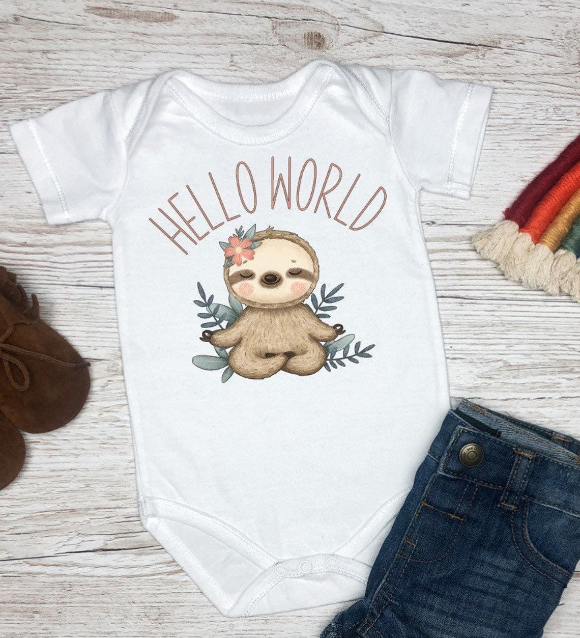 Hello World Sloth PNG File Sublimation Design - Etsy