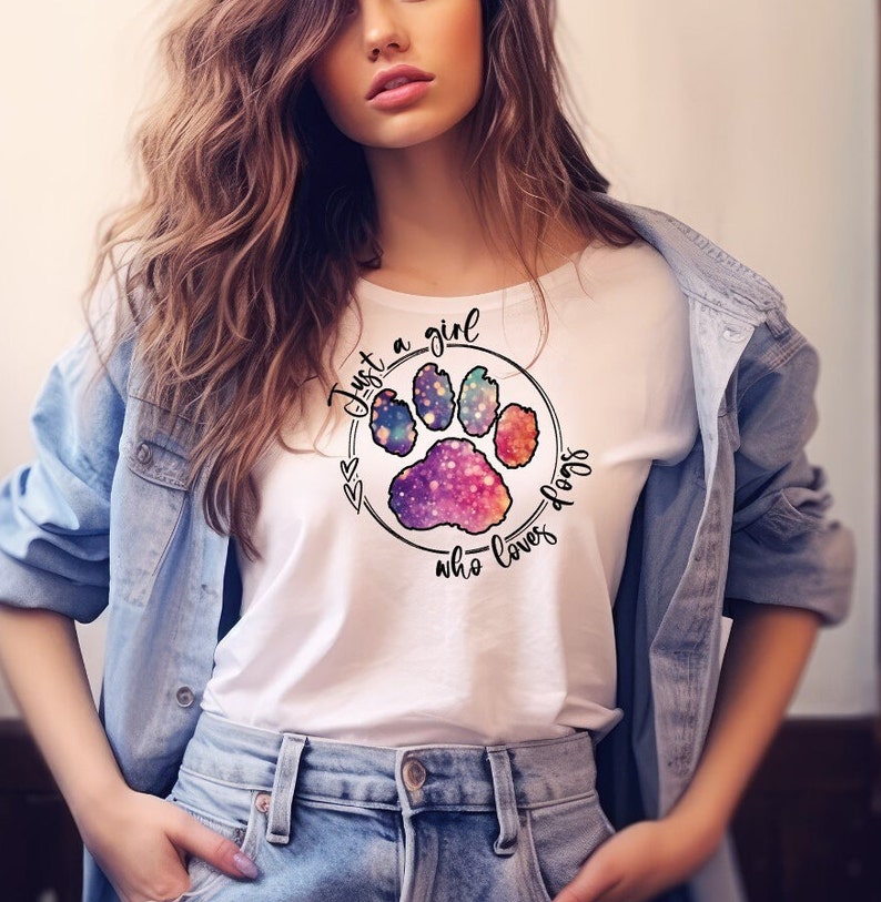 Just a Girl Who Loves Dogs Digital Art, Dog Lover Printable, Paw Print ...
