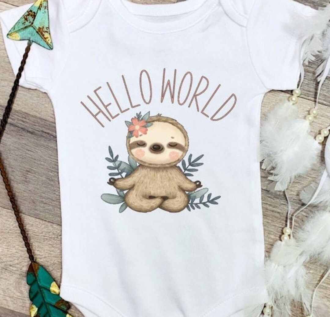 Hello World Sloth PNG File Sublimation Design. Png File for Sublimation ...
