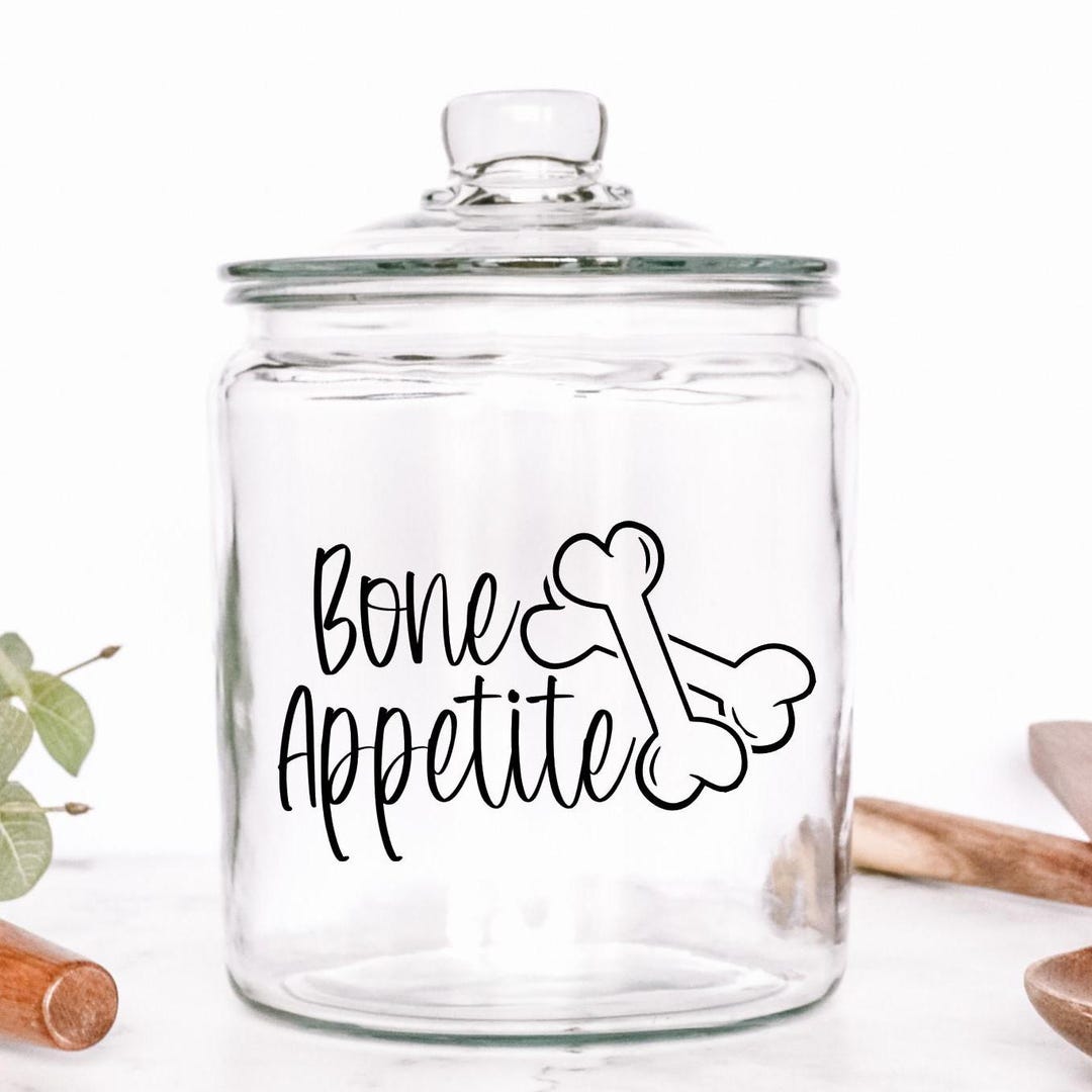 Bone Appetite Dog Treat Jar Decal, Vinyl DIY Canister Sticker, Pet ...