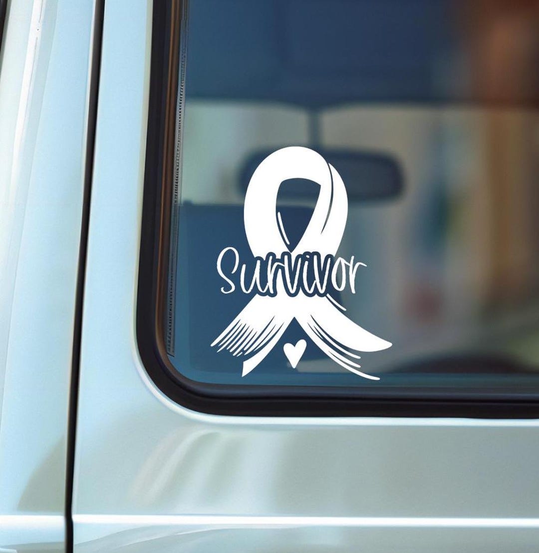 Cancer Ribbon Survivor Vinyl Decal: Breast Cancer Awareness Car Sticker ...