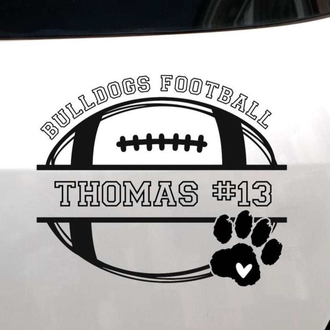 Personalized Bulldog Football Decal – Custom Name Sticker - Etsy