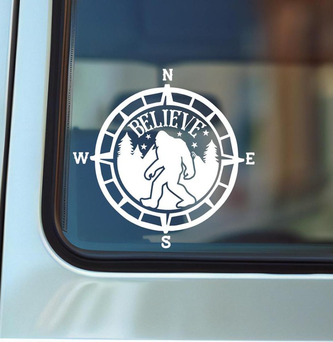 Bigfoot Compass Vinyl Decal Sticker, Car Laptop Rear Window Decal, Easy ...
