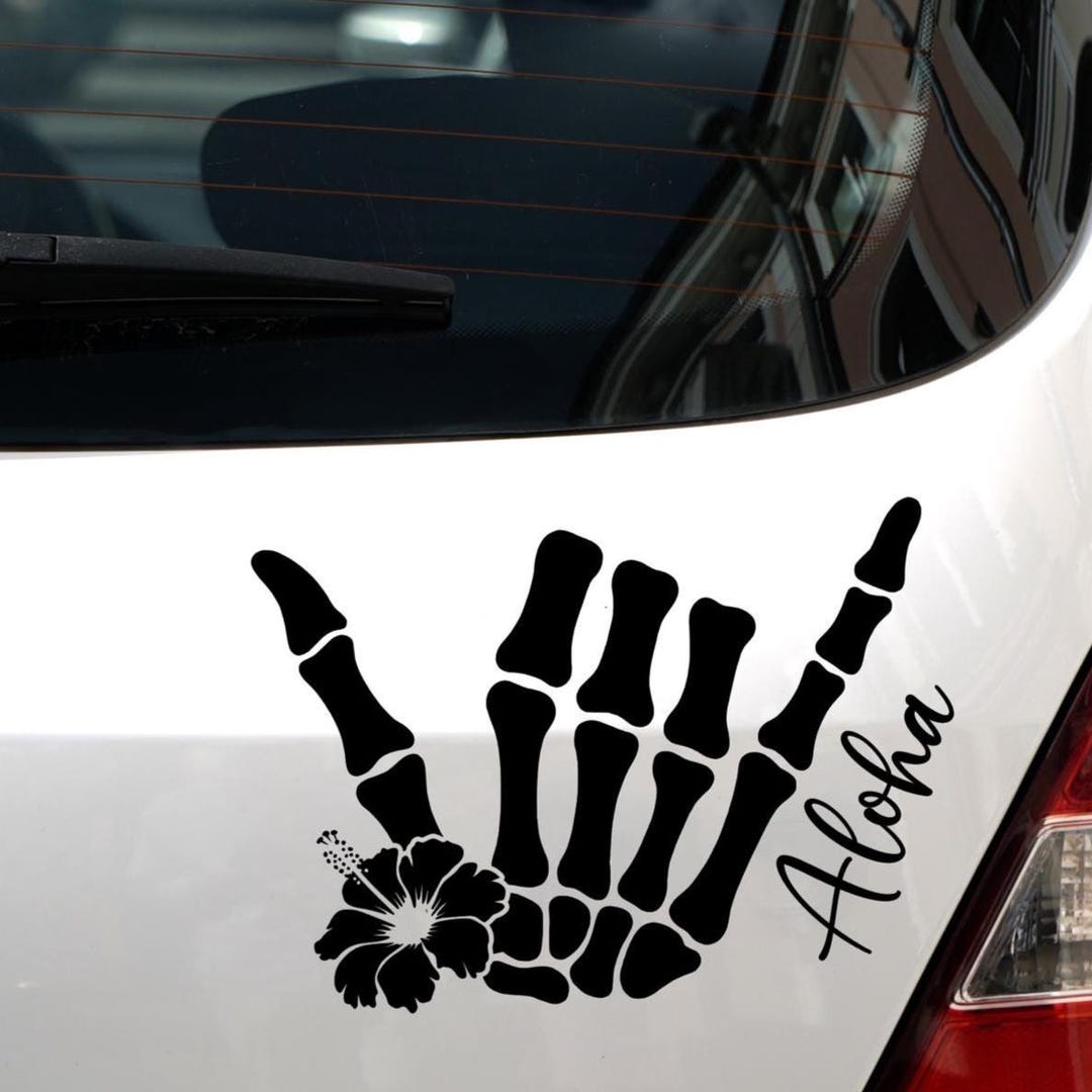 Aloha Skeleton Shaka Decal • Hawaiian Surf Car Sticker - Etsy