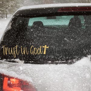 Trust in God Vinyl Decal, Car Sticker Inspirational Cross Rear View ...
