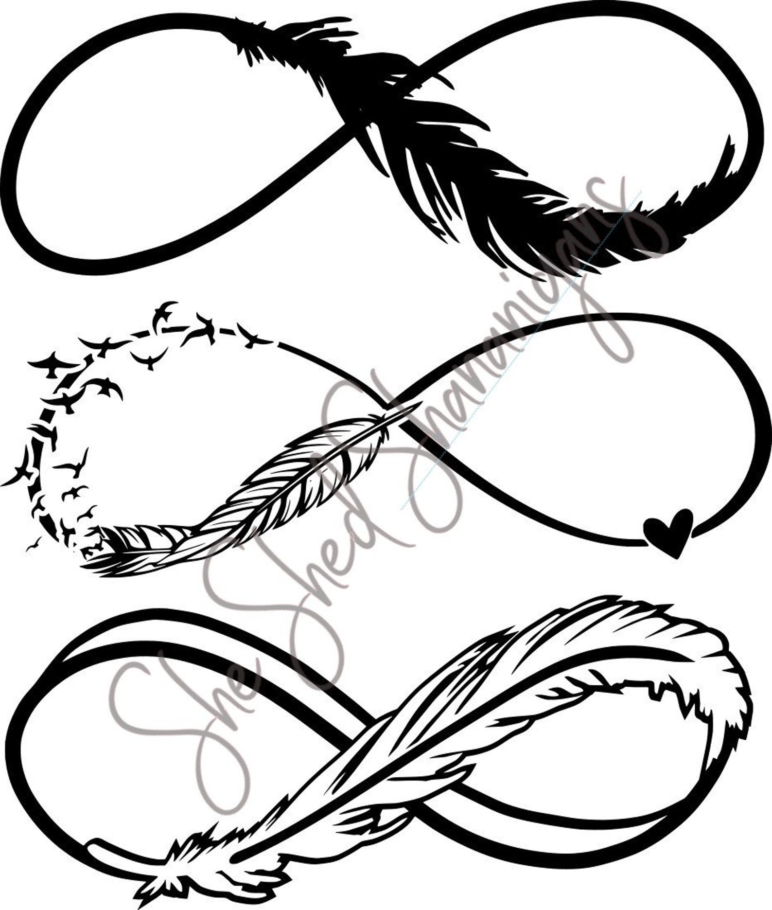 Feather Infinity Symbol SVG: Birds, Memorial Design (digital Download ...