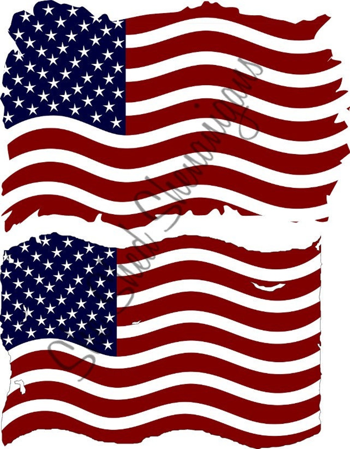 PNG Two Distressed Waving Flags Sublimation Design for | Etsy