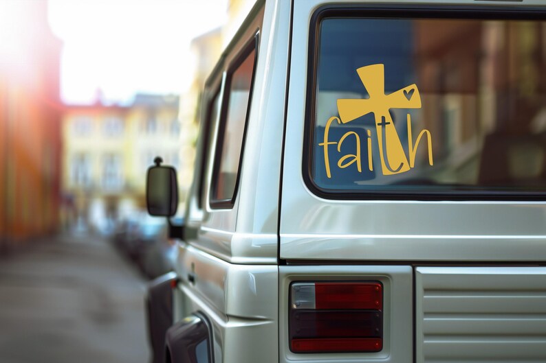 Faith Car Decal: Religious Cross Sticker, Laptop, Mirror - Etsy