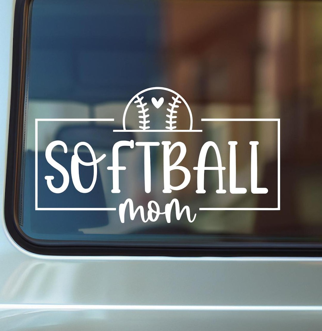 Softball Mom Car Vinyl Decal, Easy Application, Sports Mom Car Sticker ...