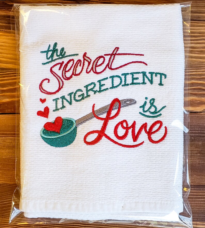 The Secret Ingredient is Love Embroidered Hand or Dish Towel - Etsy