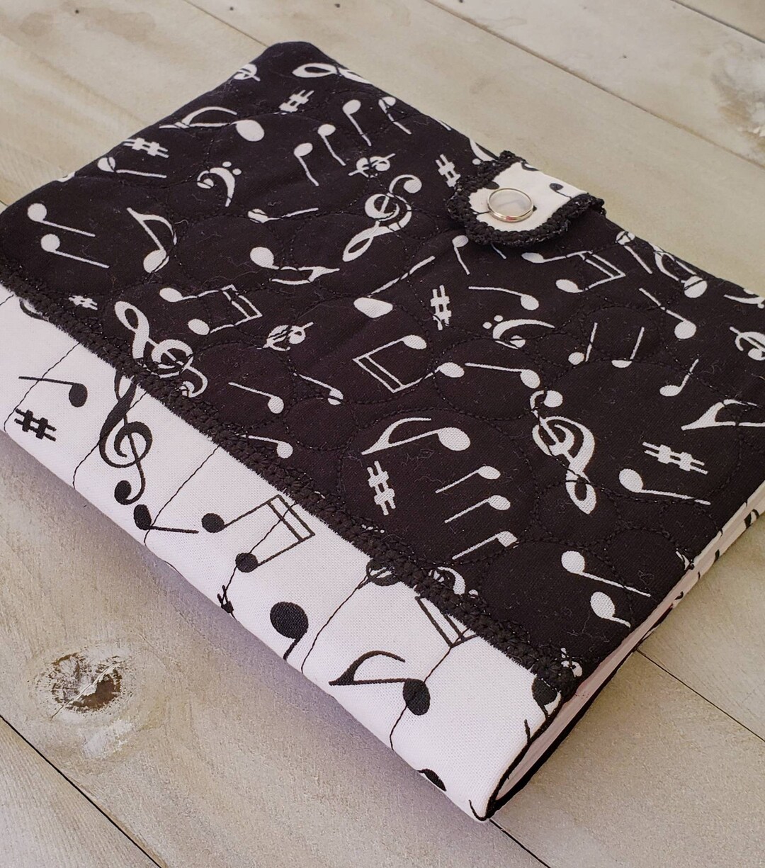 Quilted Composition Book Cover With Snap Closure - Music Theme, Journal ...