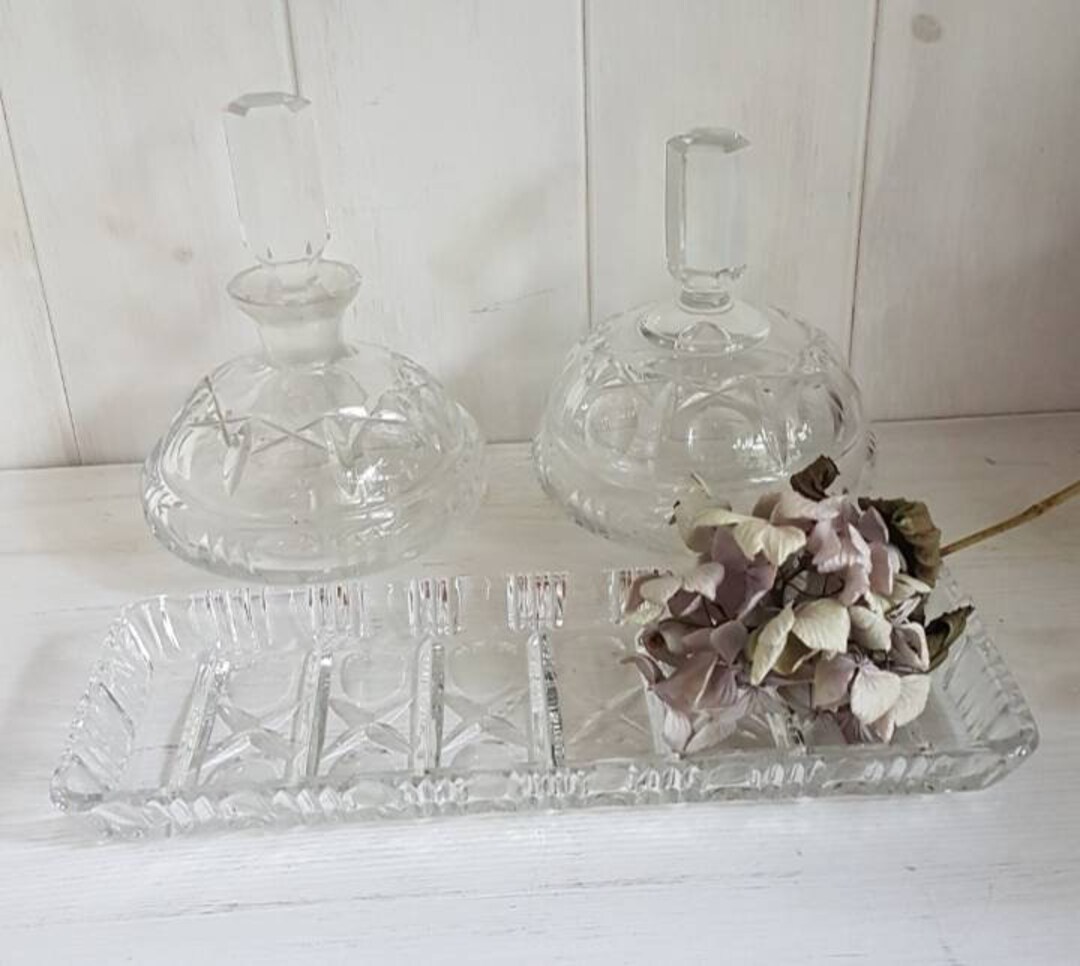 Vintage Crystal Toilet Set - Etsy