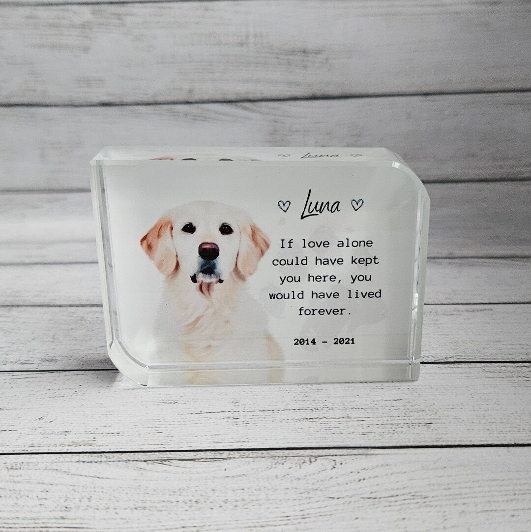 Custom Pet Memorial Crystal Glass Block, Pet Loss, Remembrance, Memory ...