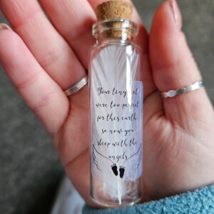 Custom Baby Loss Memorial Mini Jar Bottle, Remembrance, Memory Keepsake ...