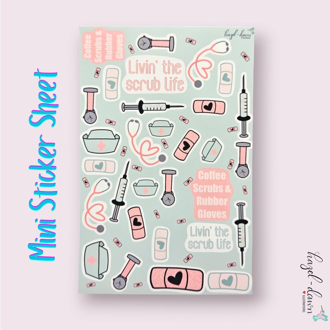 Mini Nurse Carer Sticker Sheet. Nursing Designs, University Student ...