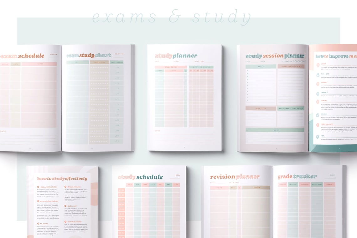 Student Planner Printable College Journal Canva Template Study Workbook ...